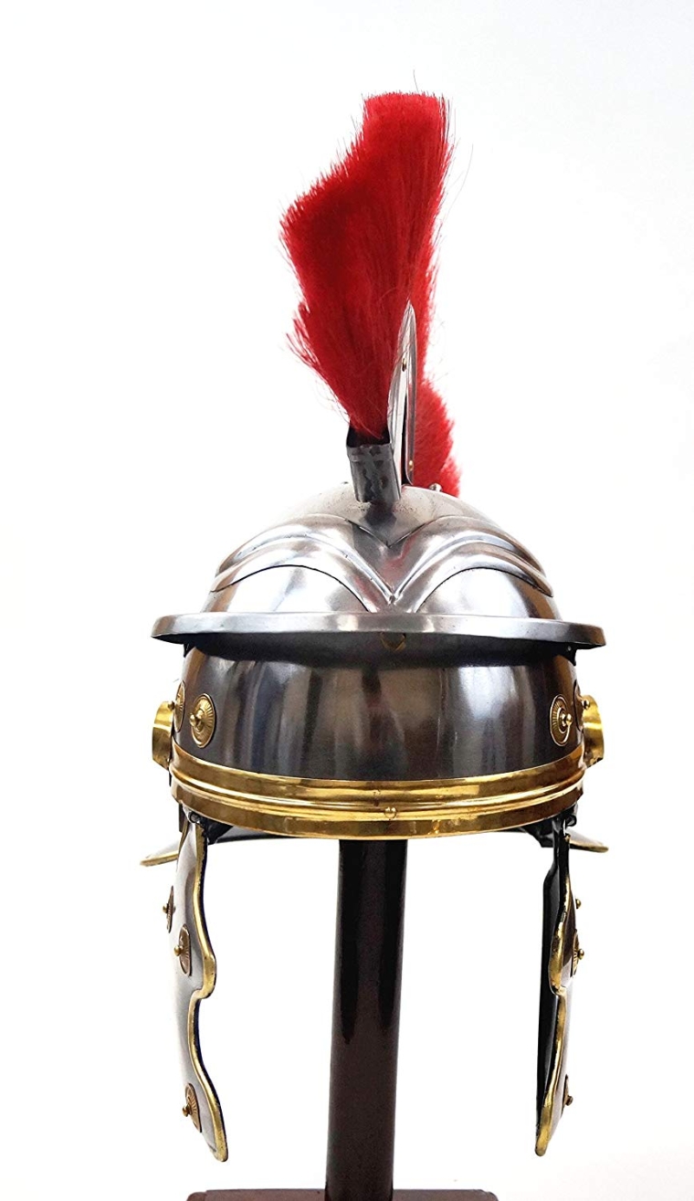 AnNafi Roman Centurion Helmet w/Red Plume Armor | Medieval Metal ...