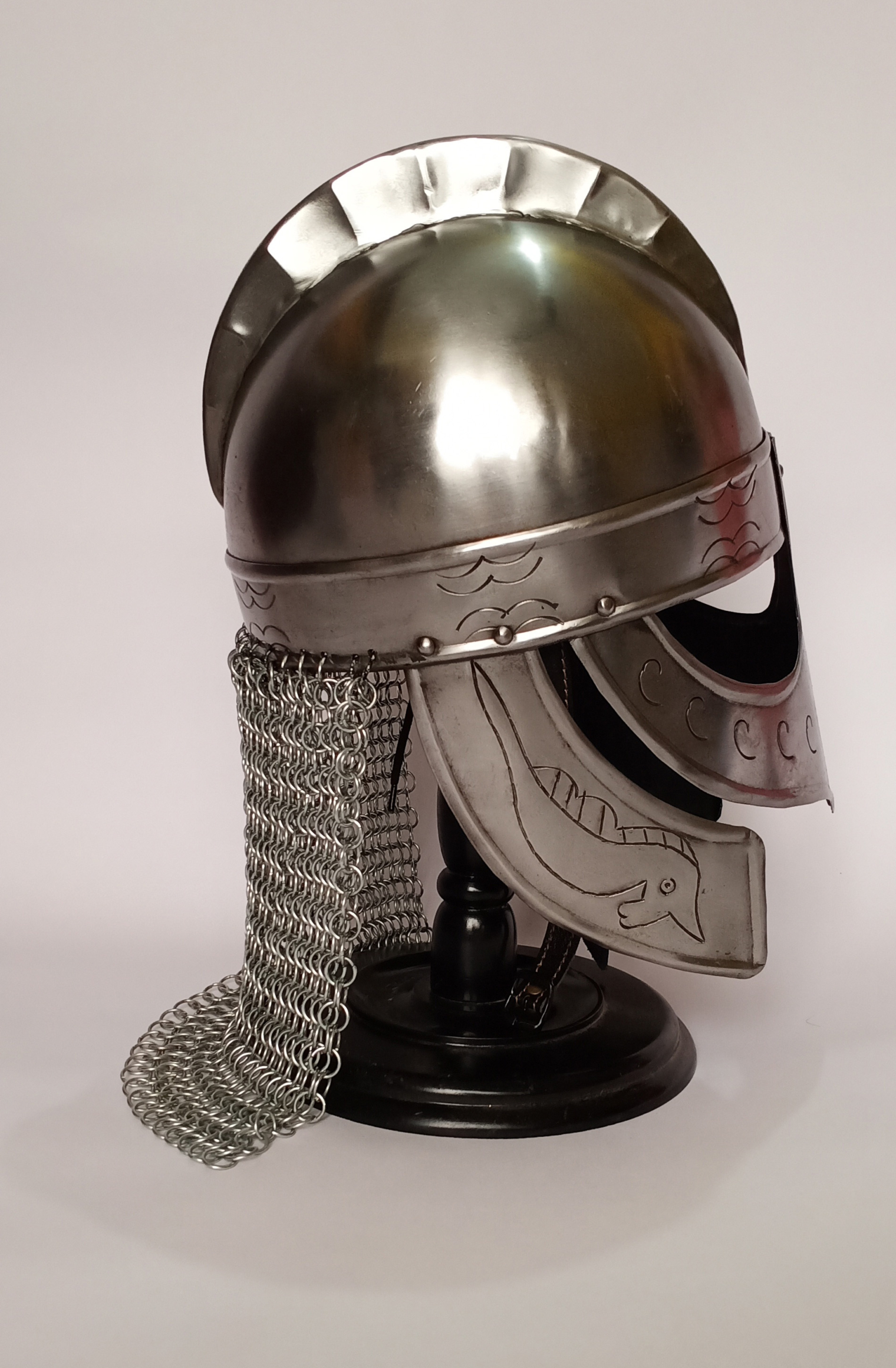 AnNafi Handcrafted Viking Wolf Armor Helmet Silver Finish | Medieval ...