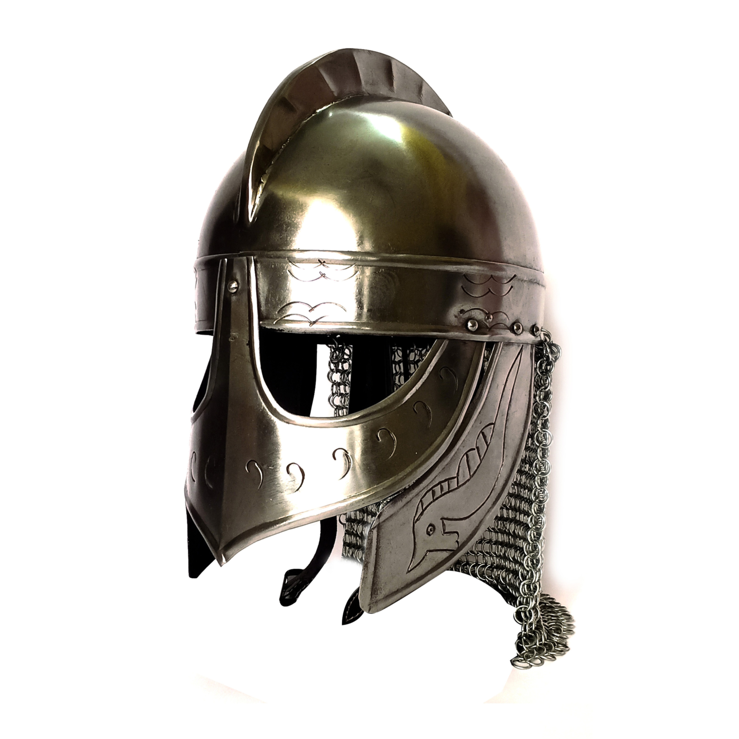 AnNafi Handcrafted Viking Wolf Armor Helmet Silver Finish | Medieval ...